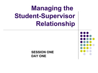 Session 1 day 1 - student supervisor | POT
