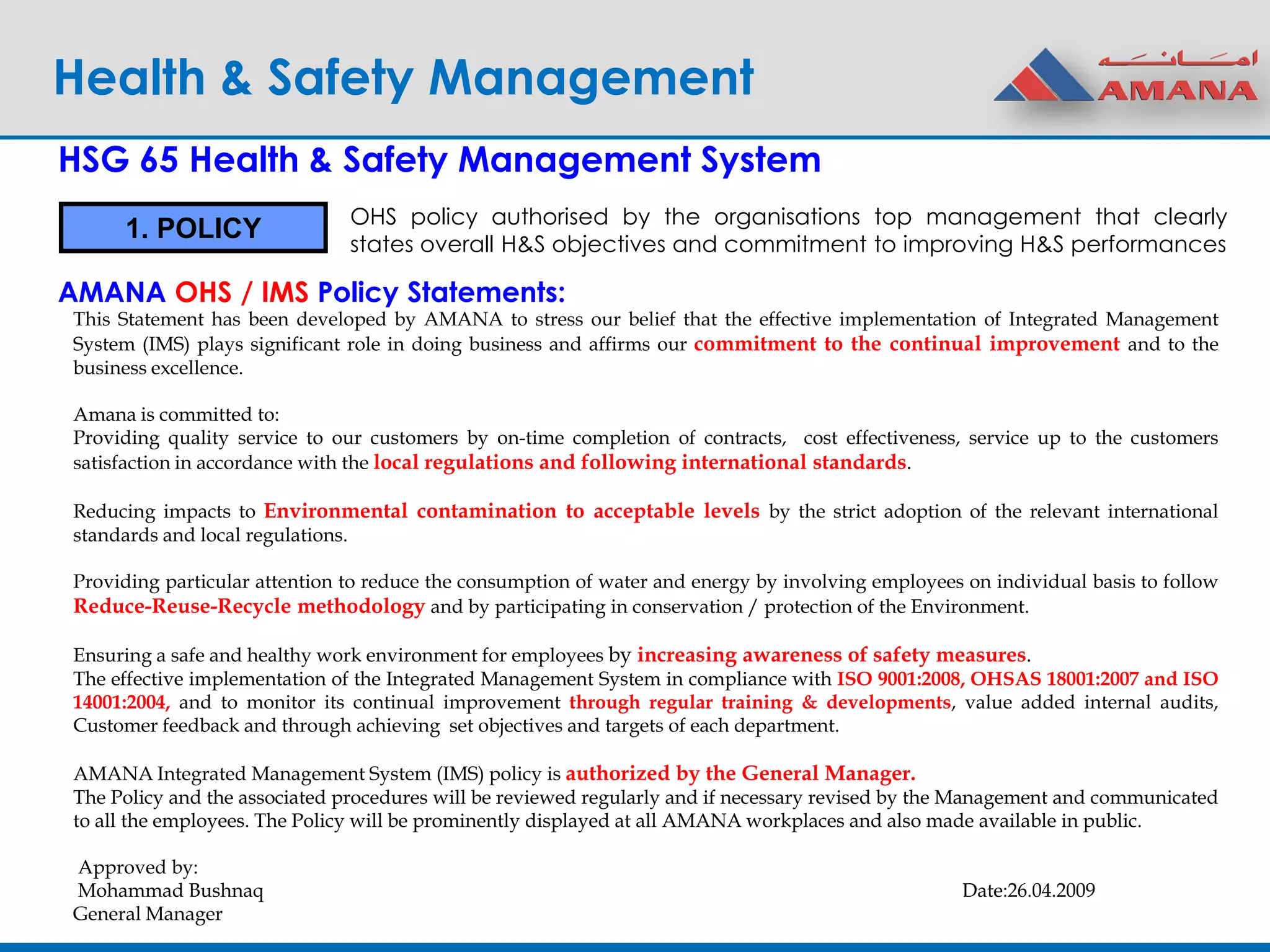 SESSION : 1 Health & Safety Management : An overview | PDF