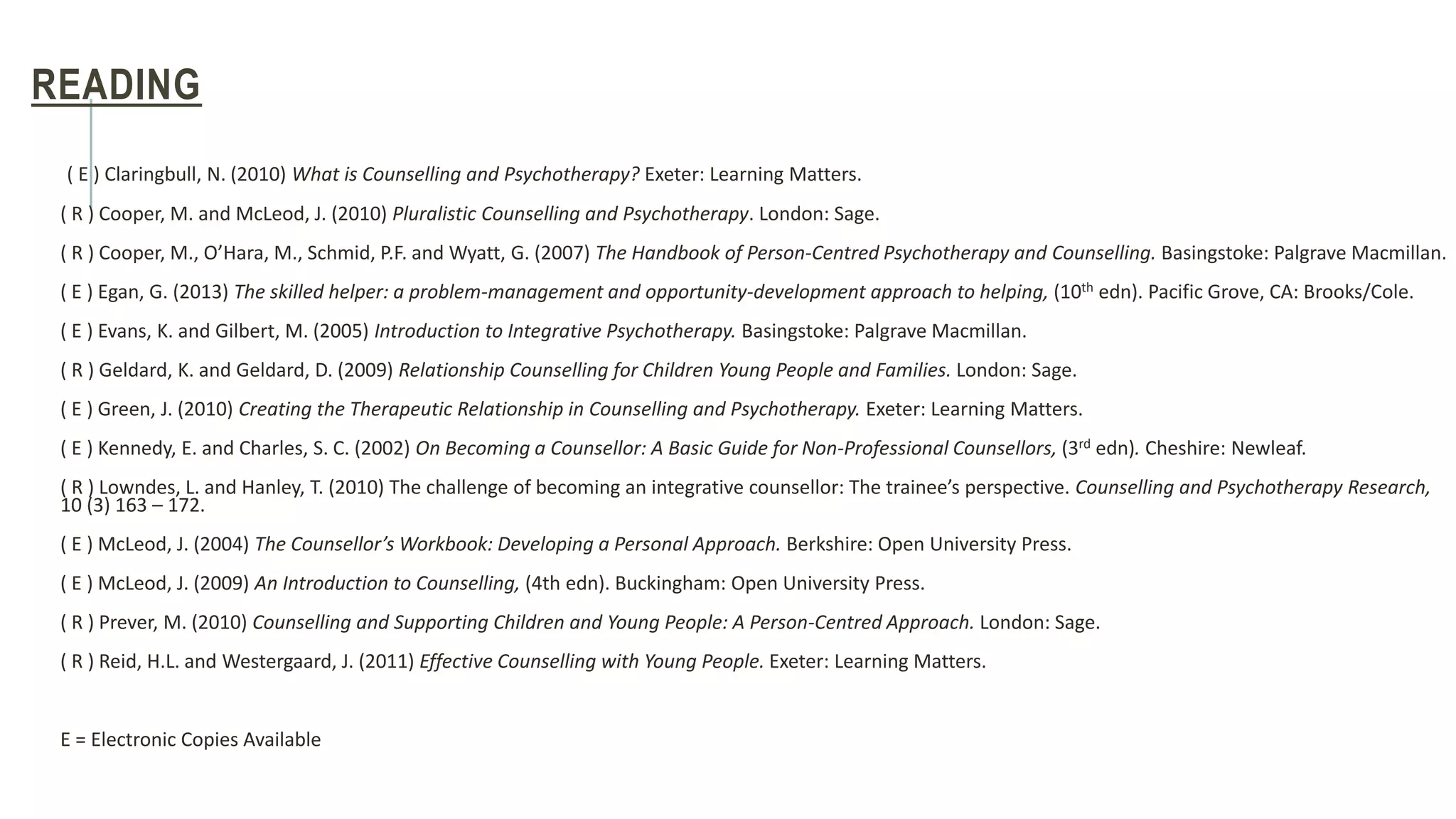 Session 1: Introduction to counselling theory and approaches | PPTX