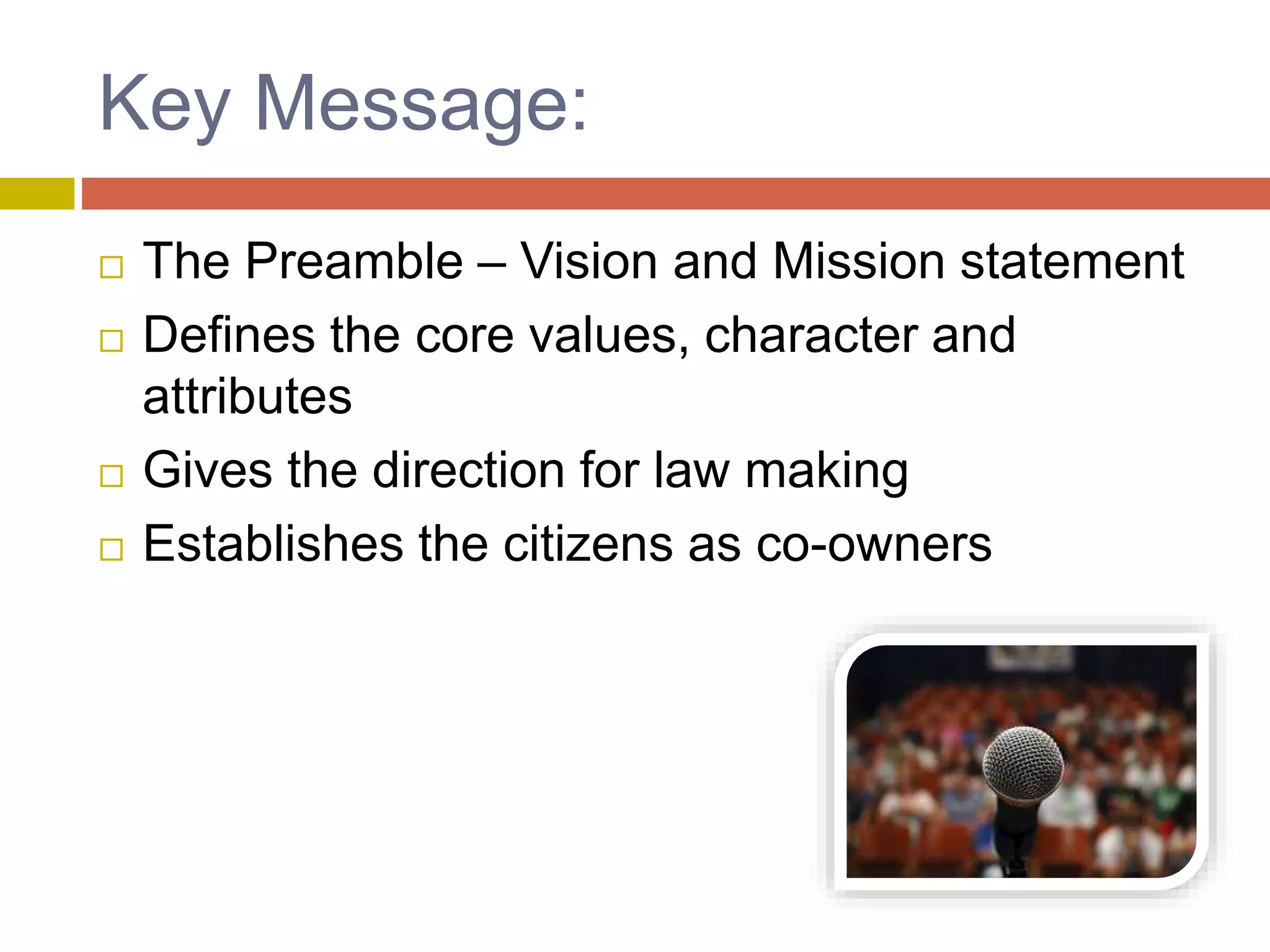 Session1 our vision and values the preamble | PPT
