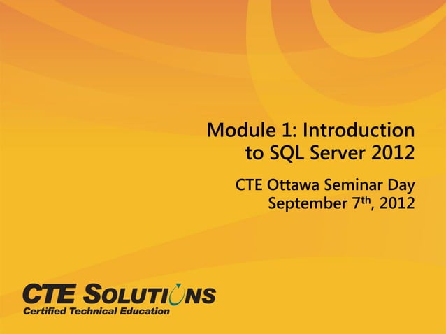 Session 2: SQL Server 2012 with Christian Malbeuf | PPT