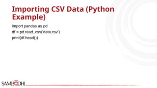 Importing data from various sources (CSV, Excel, SQL) | PPTX