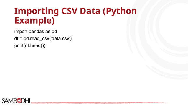 Importing data from various sources (CSV, Excel, SQL) | PPTX