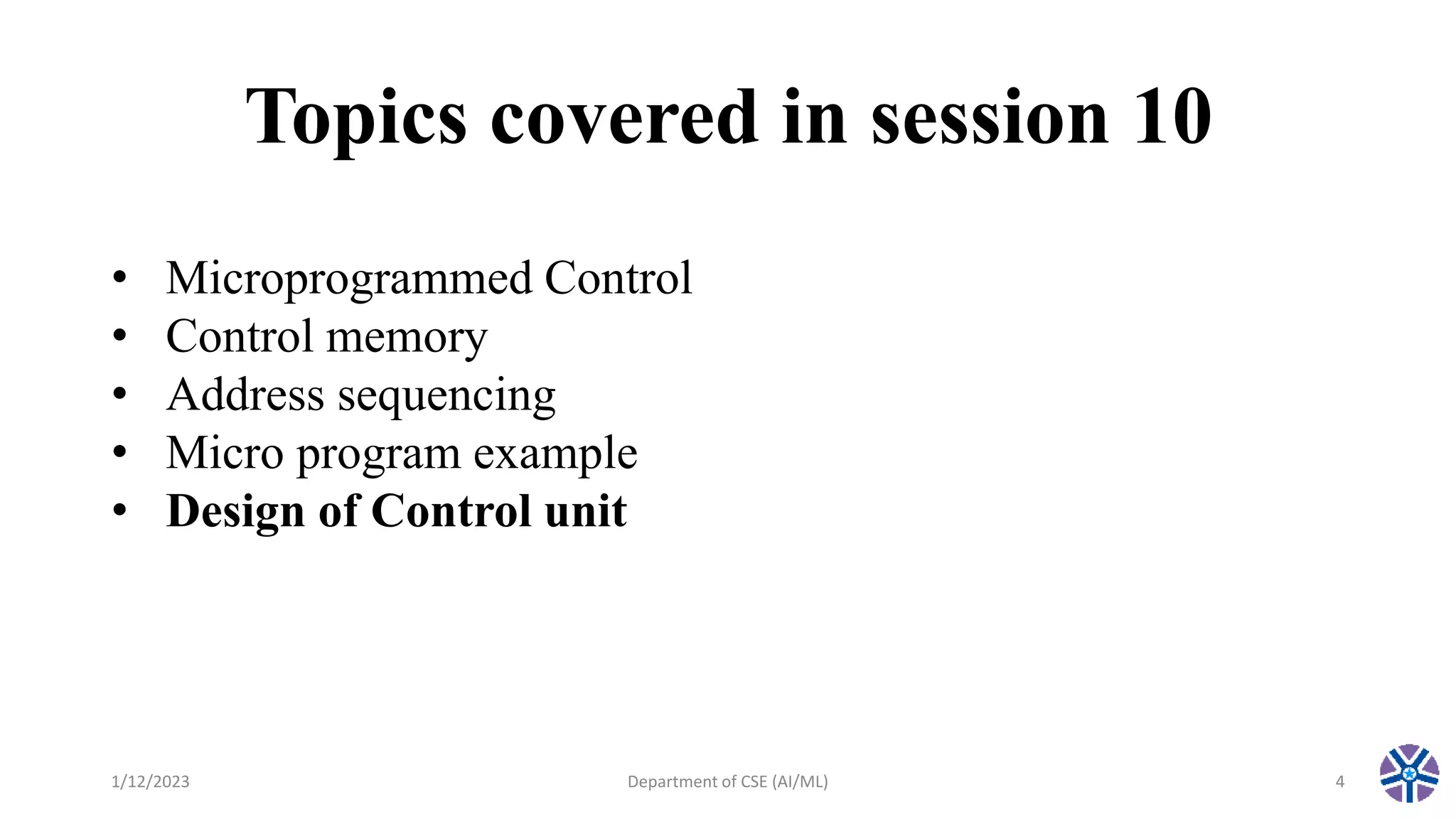 CS304PC:Computer Organization and Architecture Session 10 design of control unit .pptx