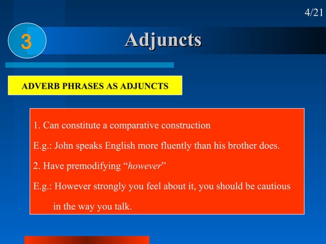Adverbial: Adjuncts, Conjuncts, Disjuncts | PPT