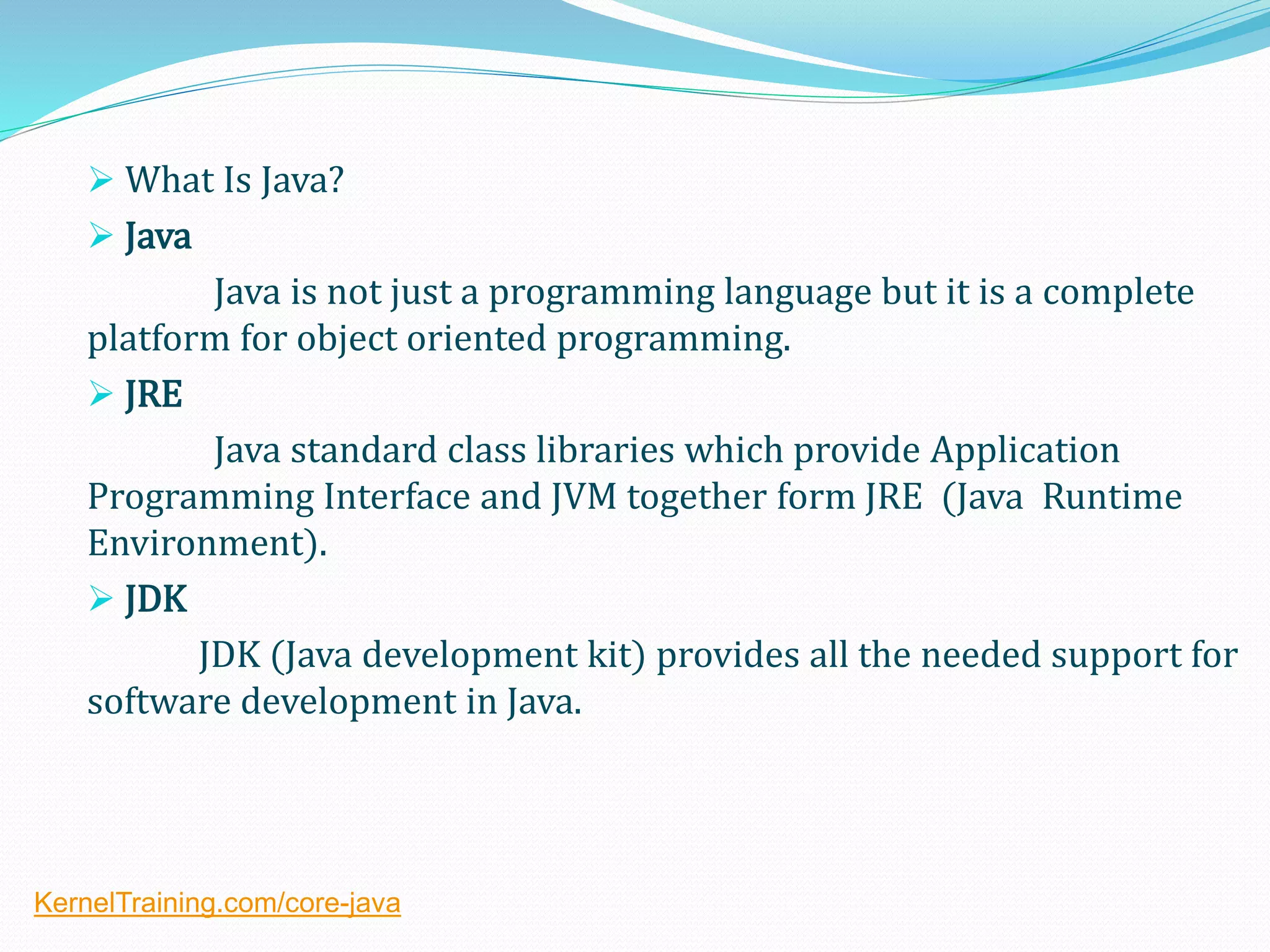 Core Java Introduction Basics Free Course Ppt 7590