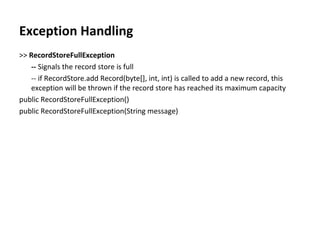 Session11 J2ME Record Management System Database | PPT