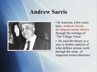 Session 11 auteur theory: Film Appreciation Course | PPT