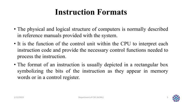 CS304PC:Computer Organization and Architecture Session 12 Instruction Format.pptx