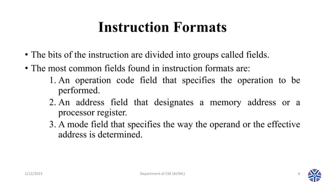 CS304PC:Computer Organization and Architecture Session 12 Instruction Format.pptx