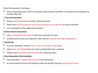 thin metal film characteristics and its modelling | PPTX