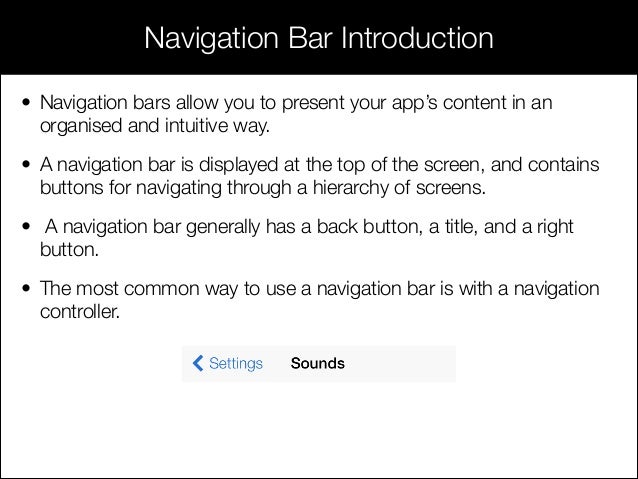 Session 13 - Working with navigation and tab bar