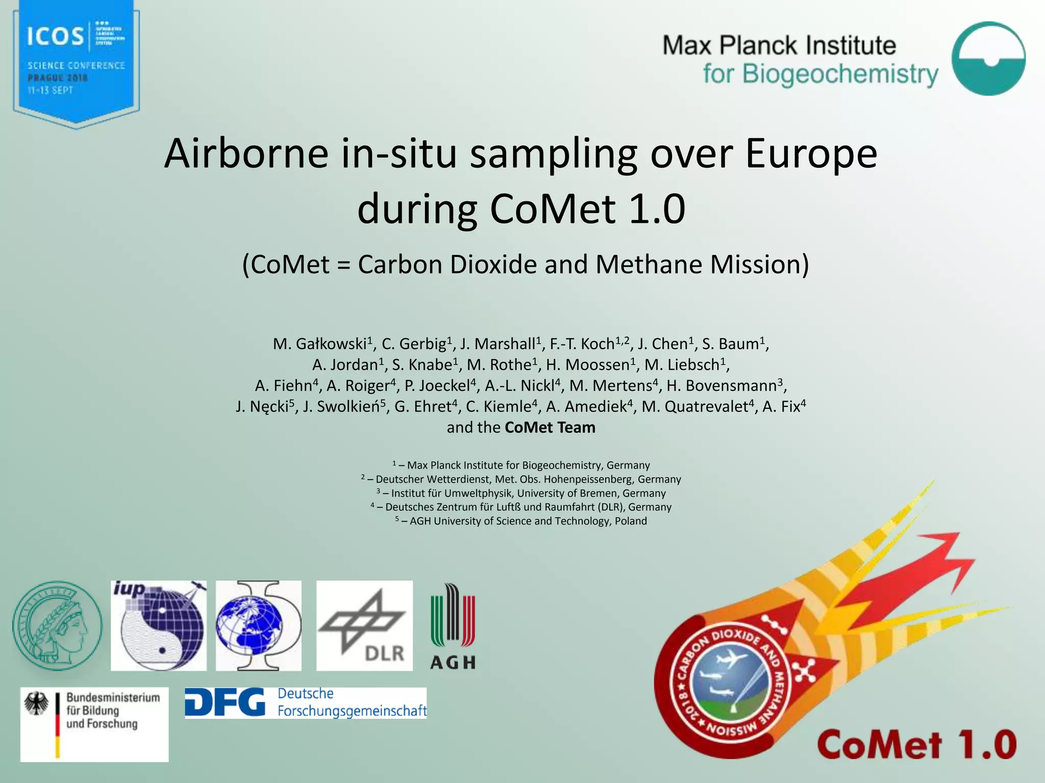 Airborne in-situ sampling over Europe during CoMet 1.0 | PPT