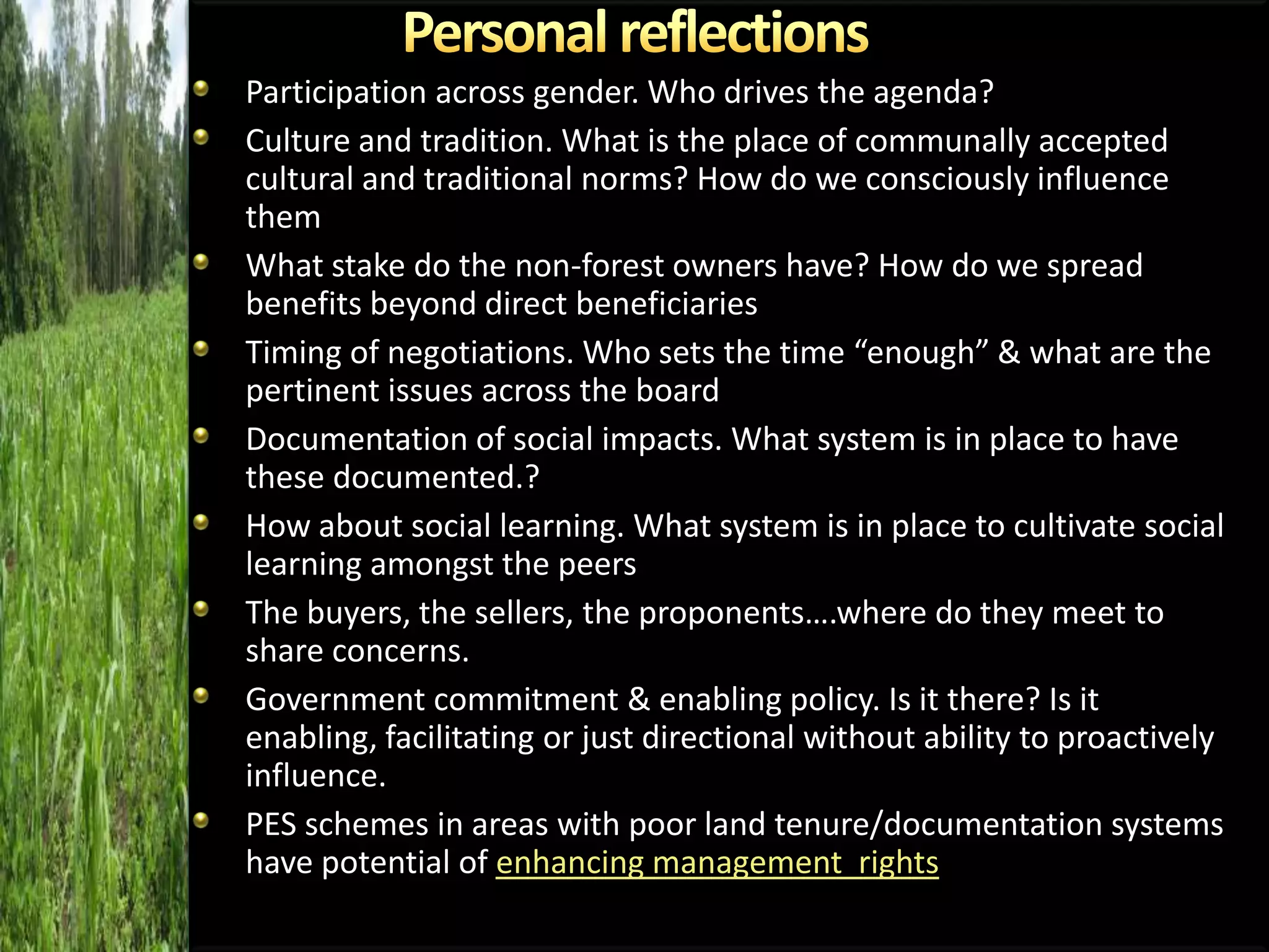 The chimpanzee conservation corridor pilot PES scheme in Uganda | PPTX