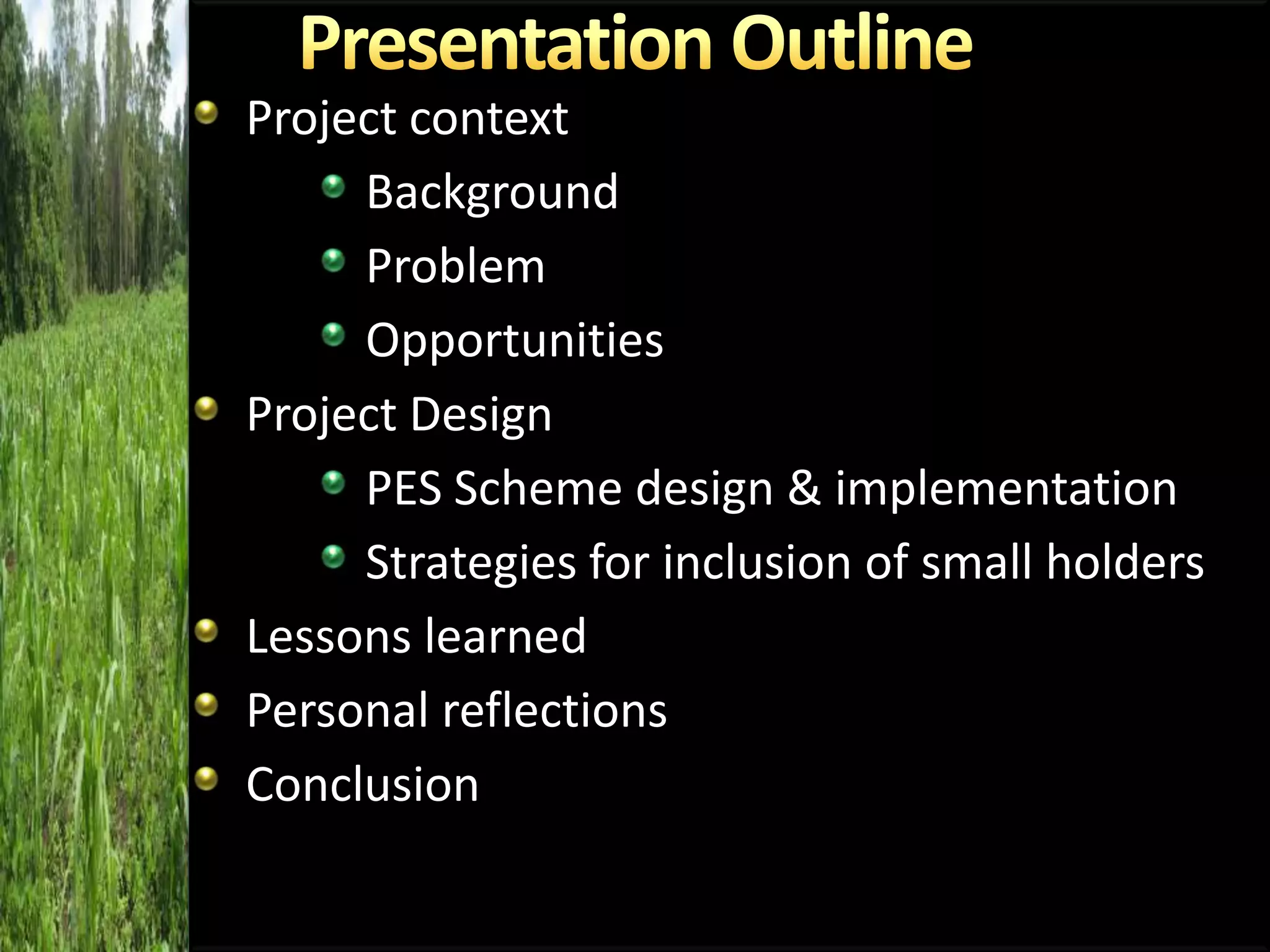 The chimpanzee conservation corridor pilot PES scheme in Uganda | PPTX