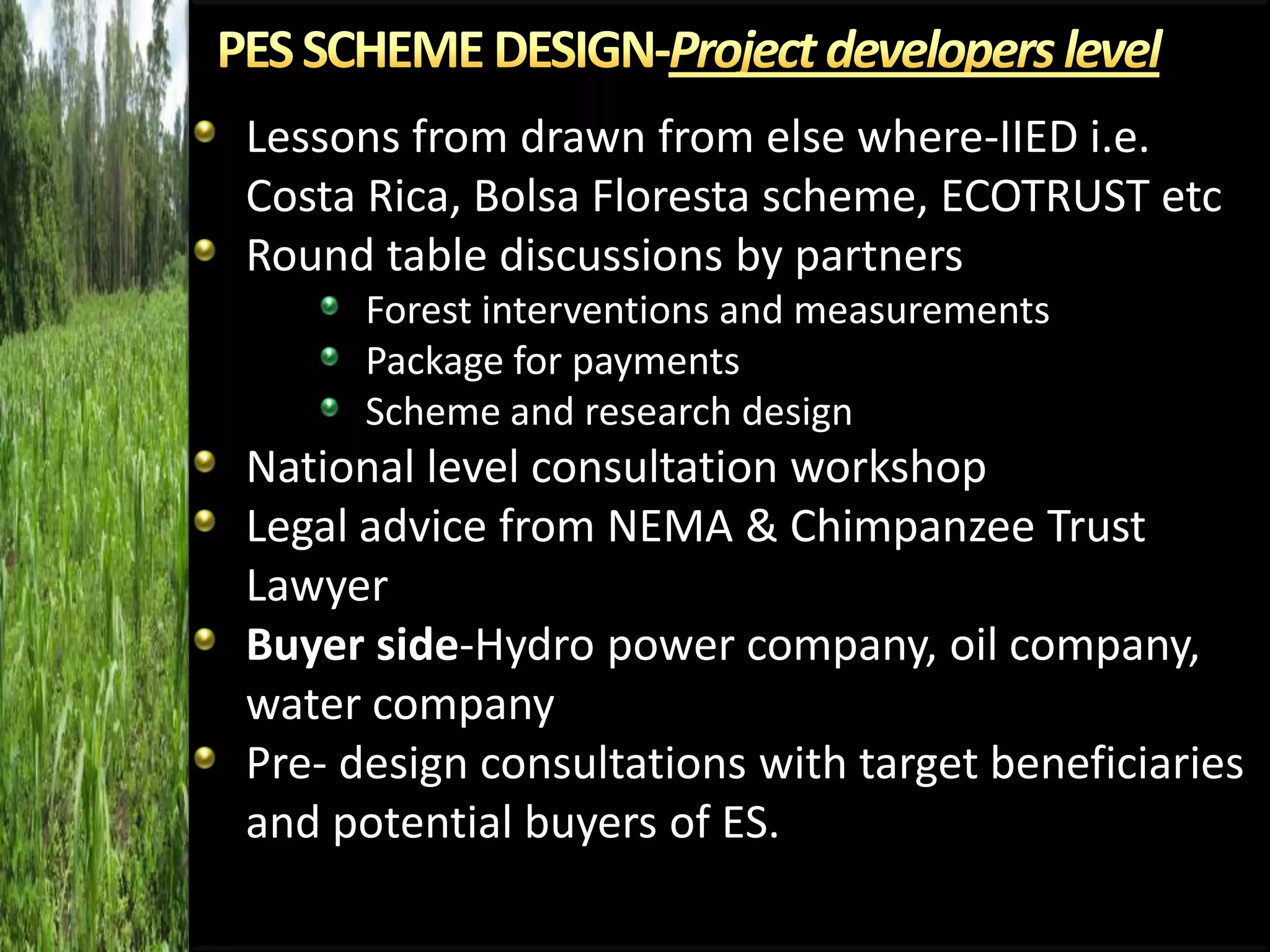 The chimpanzee conservation corridor pilot PES scheme in Uganda | PPTX