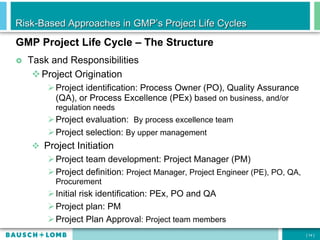 Risk-Based Approaches in GMP’s Project Life Cycles | PPT