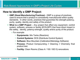Risk-Based Approaches in GMP’s Project Life Cycles | PPT