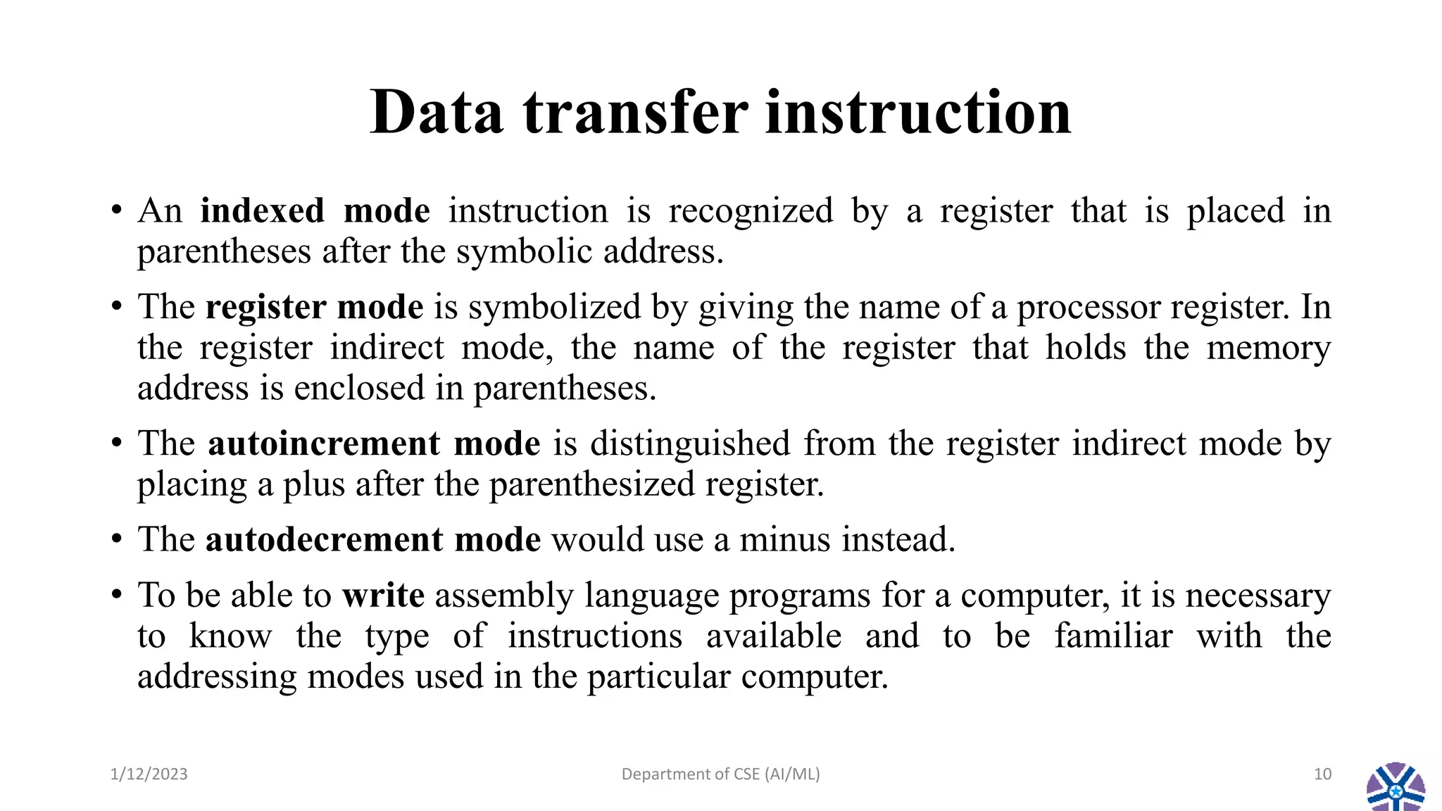 CS304PC:Computer Organization and Architecture Session 14 data transfer and manipulation .pptx ...