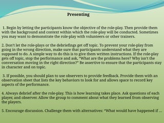 Role-playing while teaching in classroom (Instructions) | PPTX