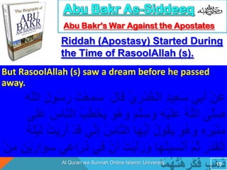 Session 16, Biography of Abu Bakr As-Siddeeq (ra) | PPTX