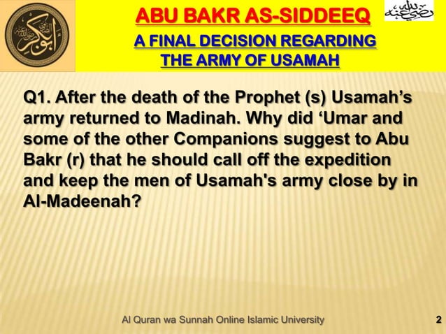 Session 16, Biography of Abu Bakr As-Siddeeq (ra) | PPT