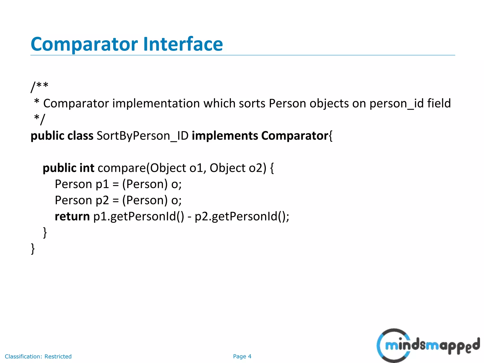 Collections - Sorting, Comparing Basics | PPSX | Programming Languages | Computing