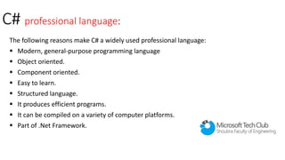 Session#1 csharp MTCS | PPTX | Programming Languages | Computing