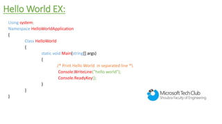 Session#1 csharp MTCS | PPTX | Programming Languages | Computing