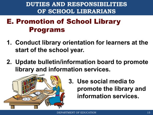Session 1 Duties and Responsibilities of a school librarian.pptx ...