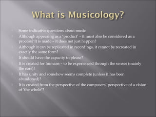 Introduction to Musicology Lecture | PPT