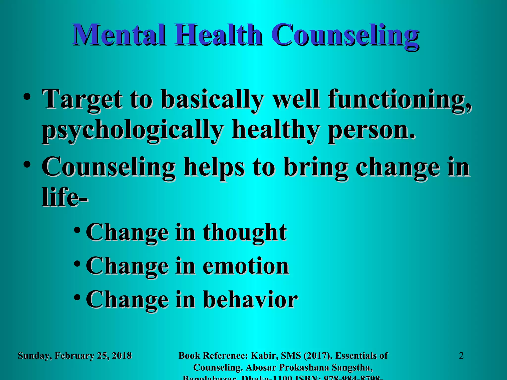 Mental Health Counseling | PPT