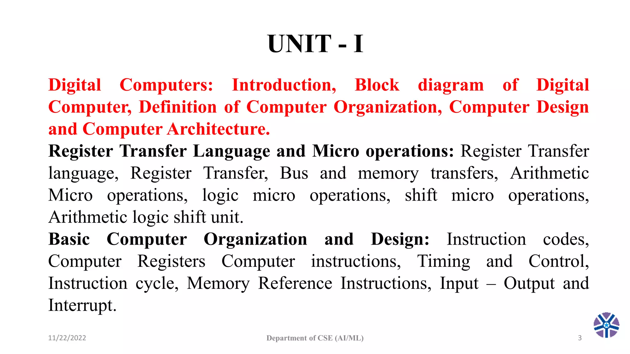 CS304PC:Computer Organization and Architecture Session 1 Introduction .pptx | Computing ...