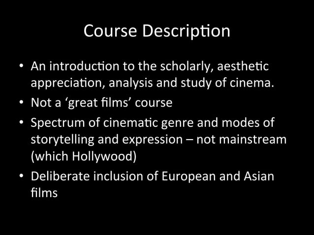 Session 1 introductory notes (Film Appreciation) | PPT