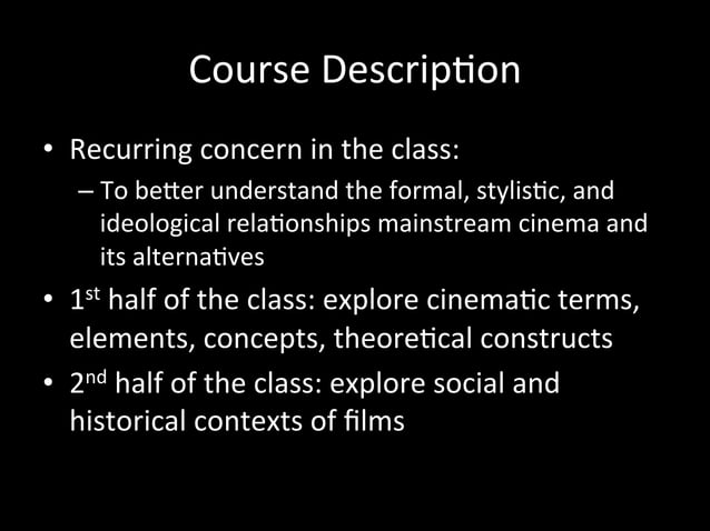 Session 1 introductory notes (Film Appreciation) | PPT