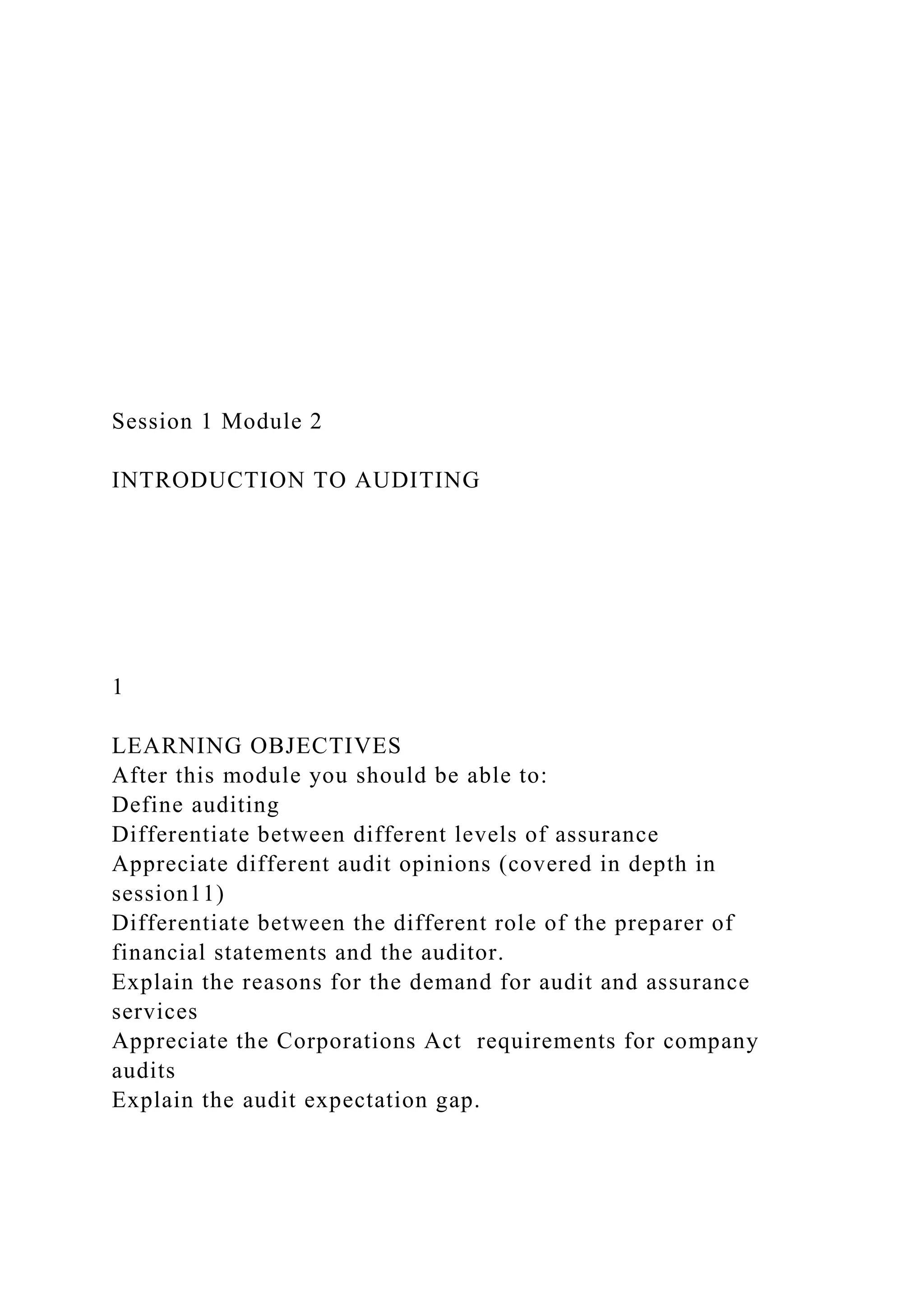 Session 1 Module 2INTRODUCTION TO AUDITING .docx