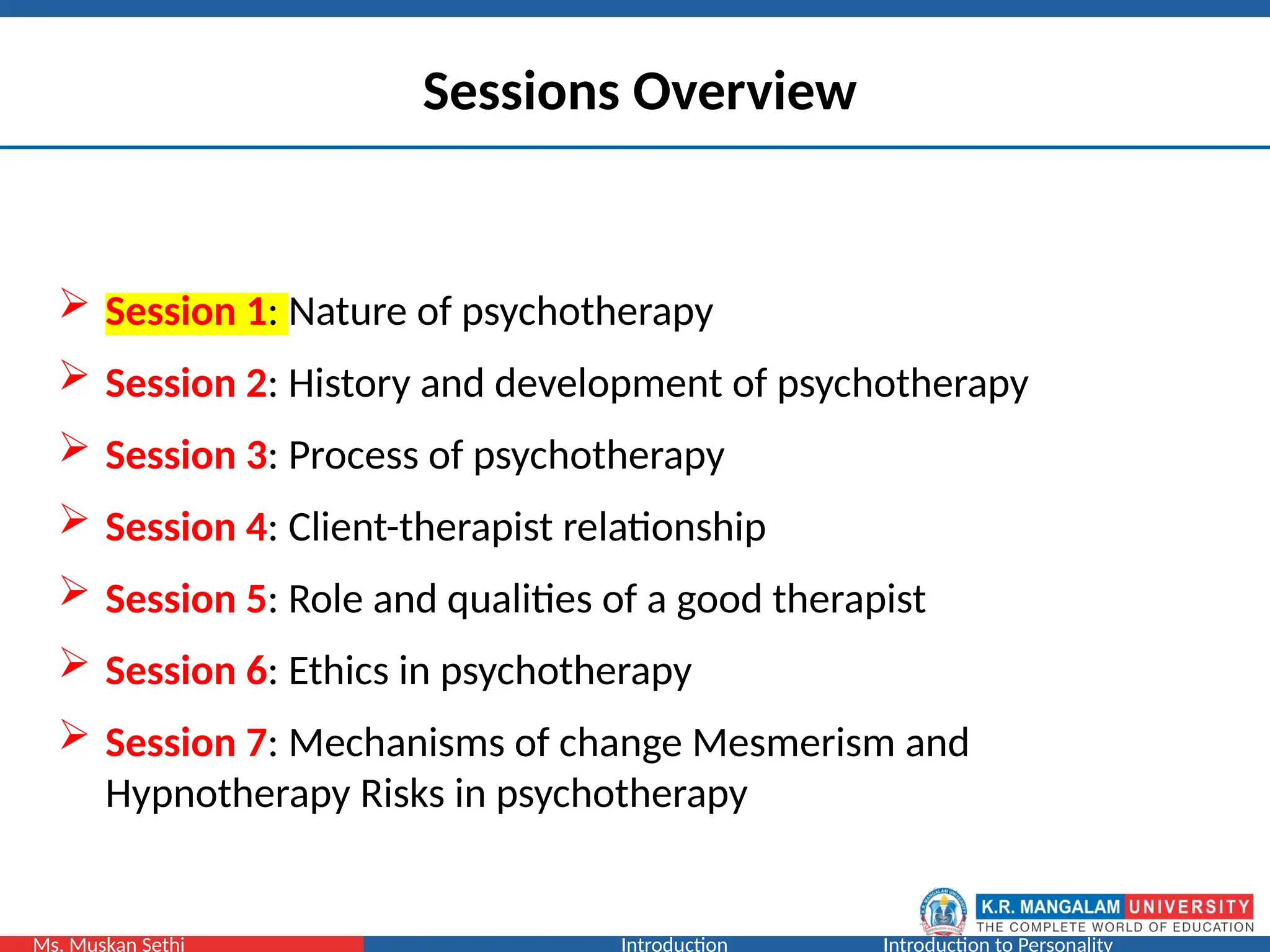 Session 1 PI.pptx psychotherapy intervention | PPTX