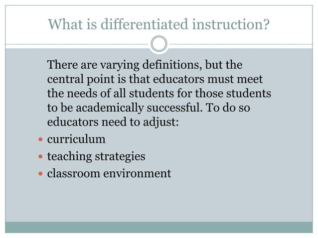 An Overview of Differentiated Instrution | PPTX | Educational Assessment | Education