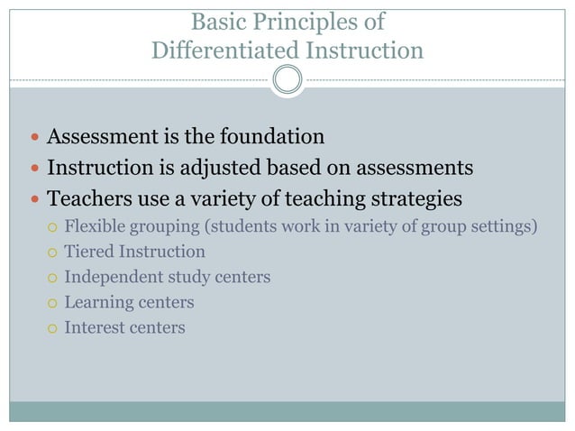 An Overview of Differentiated Instrution | PPTX | Educational Assessment | Education