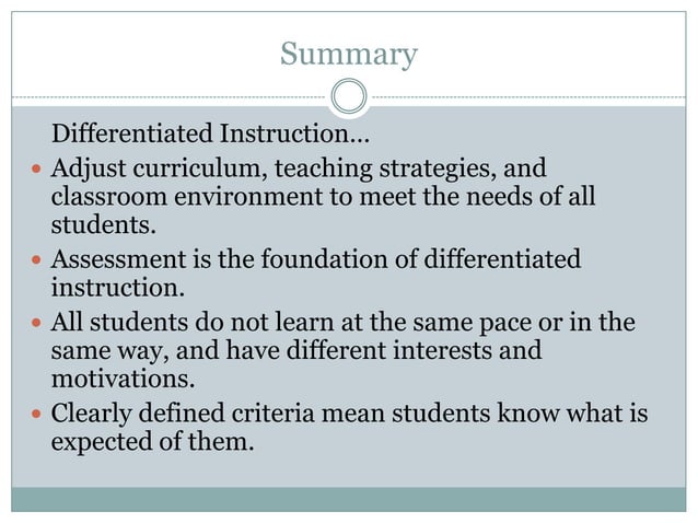 An Overview of Differentiated Instrution | PPTX | Educational Assessment | Education