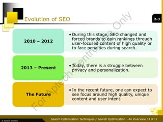 Google Search Optimization An Overview. | PDF | Search | Internet