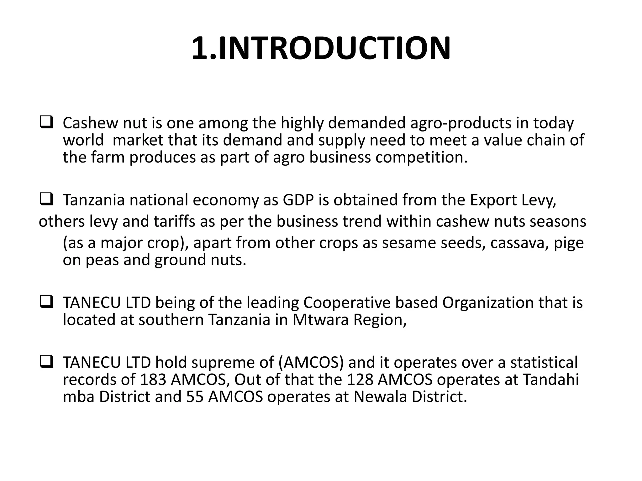 Tanecu cashew nut value chain | PPTX