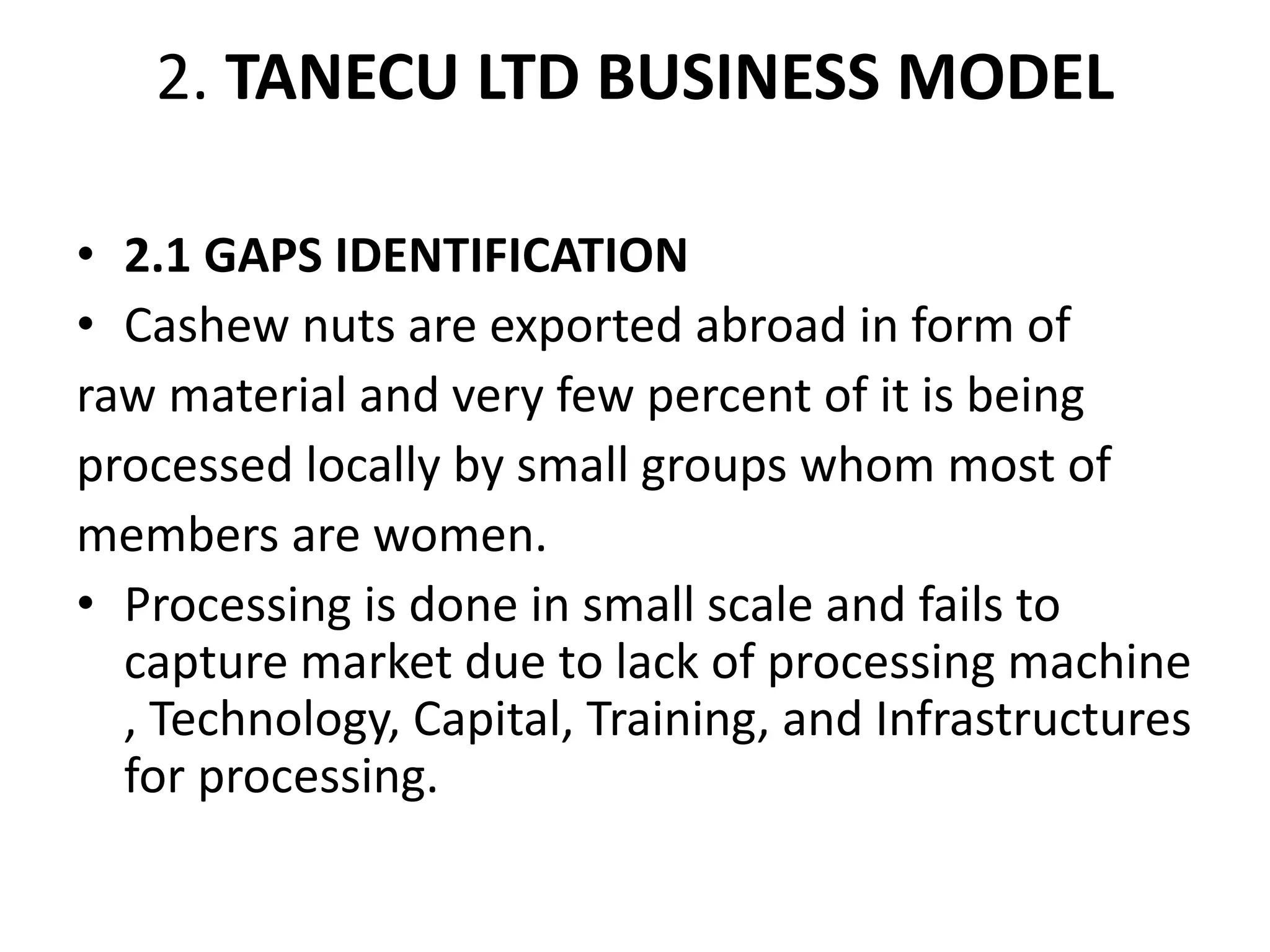 Tanecu cashew nut value chain | PPTX