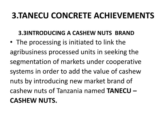 Tanecu cashew nut value chain | PPTX