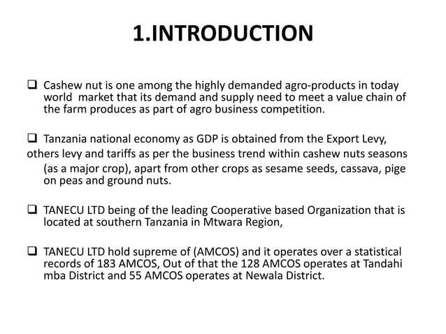 Tanecu cashew nut value chain | PPTX