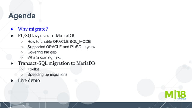 M|18 Migrating from Oracle and Handling PL/SQL Stored Procedures | PPT