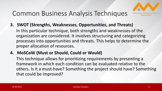 Business Analysis Definition, Benefits, Techniques | PDF