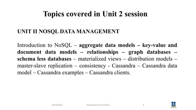 CCS334 BIG DATA ANALYTICS Session 2 Types NoSQL.pptx | Databases ...