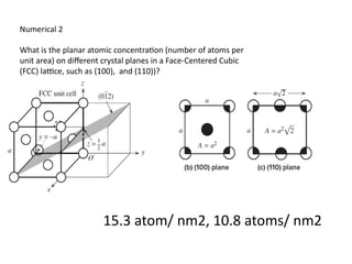 face cell calculations , crystal directional and planes | PPTX