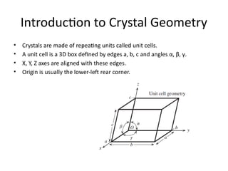 face cell calculations , crystal directional and planes | PPTX